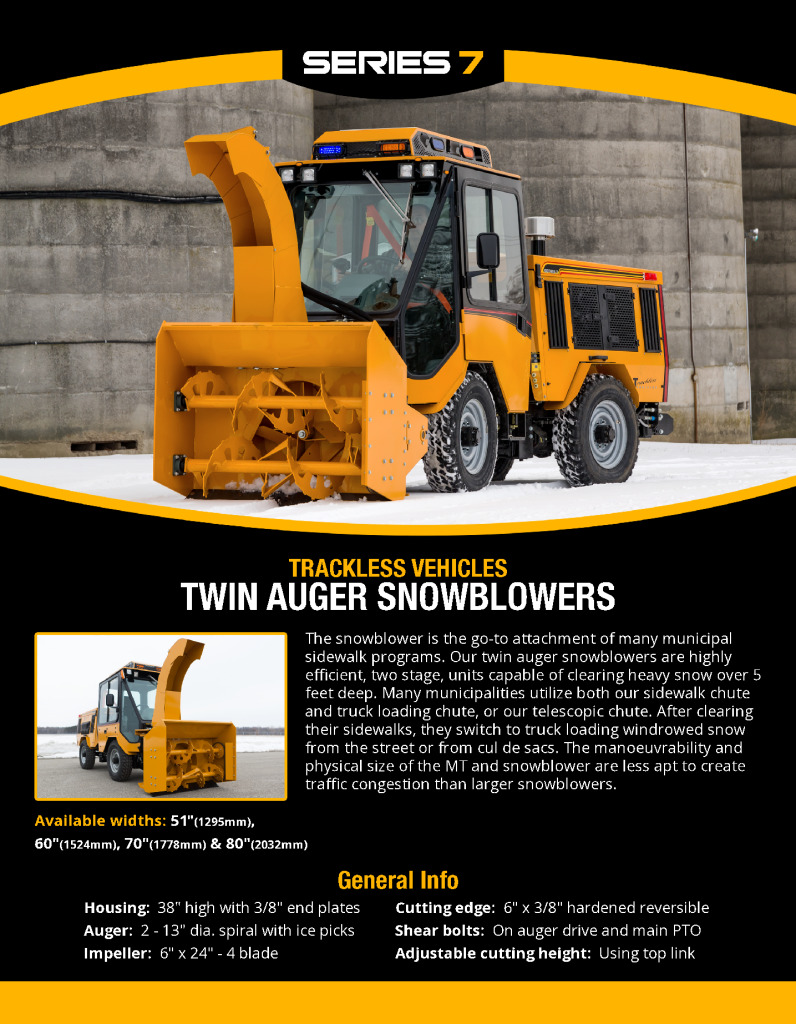 Trackless Twin Auger Snow Blowers - HP Fairfield